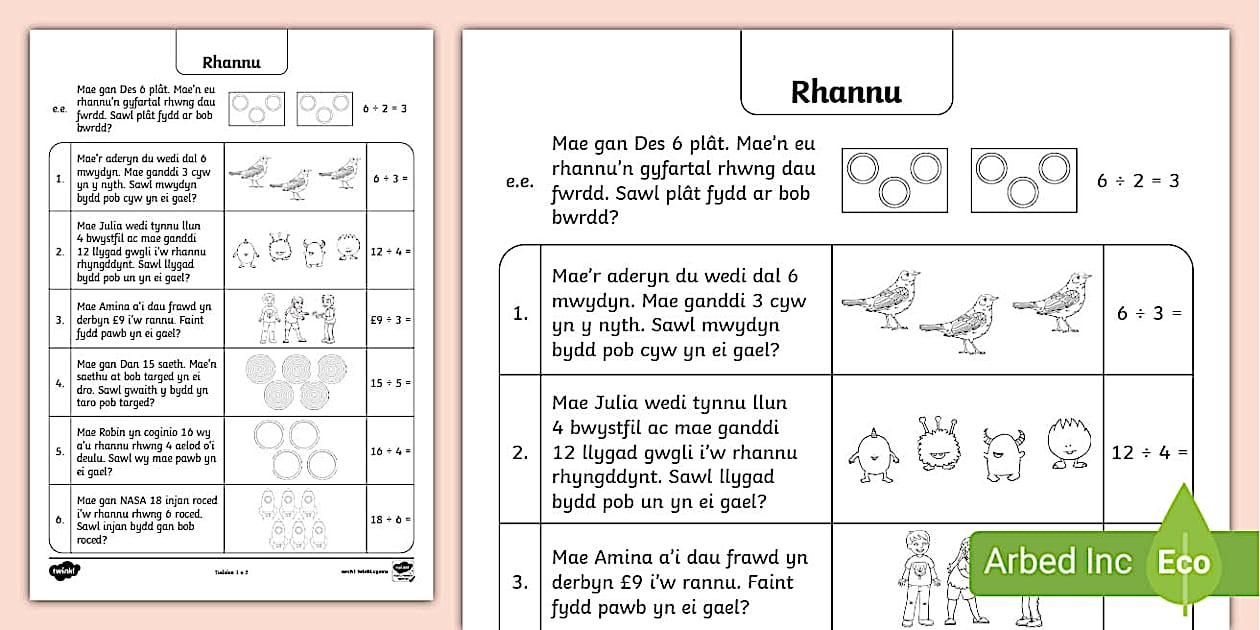 Taflen Weithgaredd Rhannu (Teacher-Made) - Twinkl