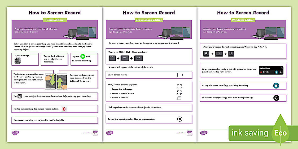 KS2 How to Screen Record - KS1 - ICT (teacher made) - Twinkl