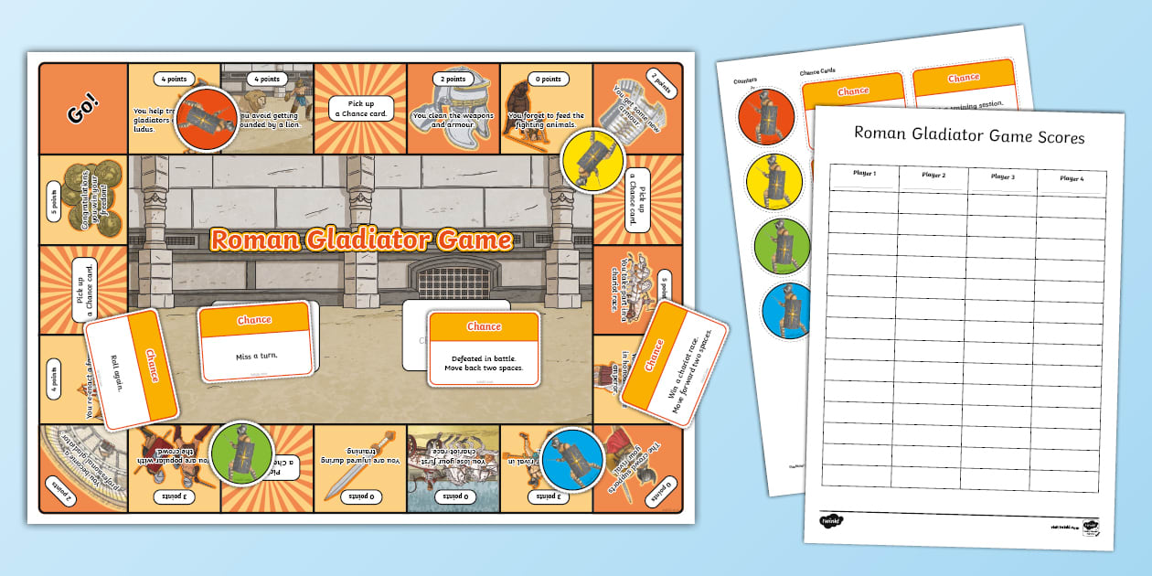 * NEW * Roman Gladiator Board Game - KS2 - Twinkl
