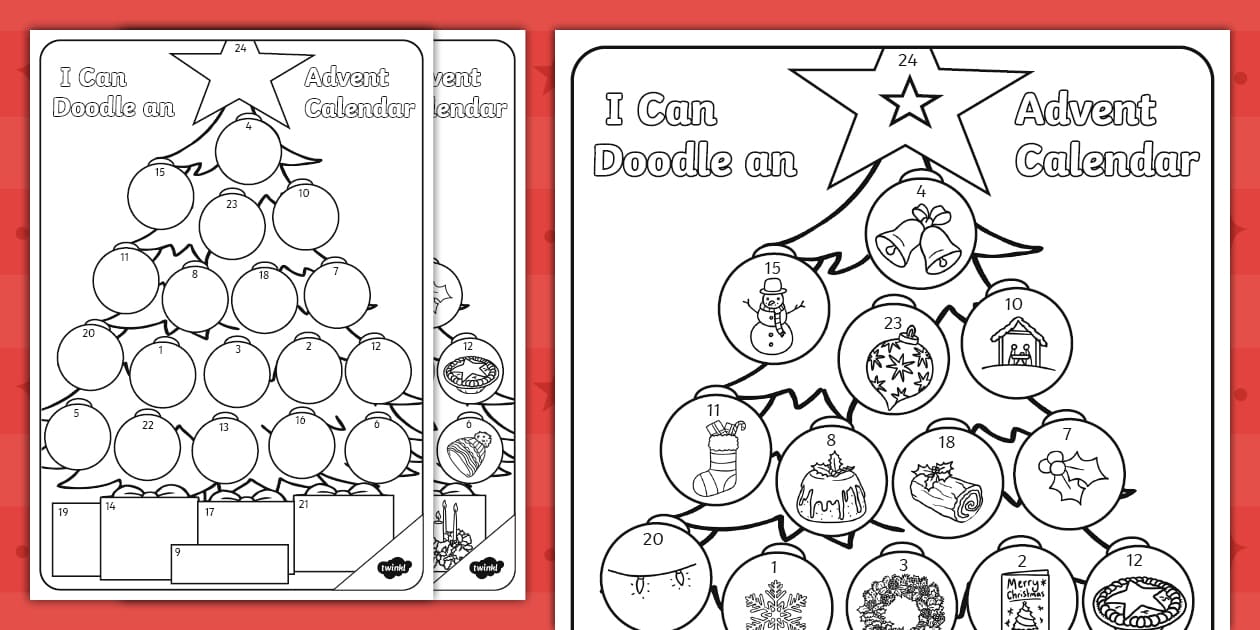 I Can Doodle an Advent Calendar Colouring Pages - Twinkl