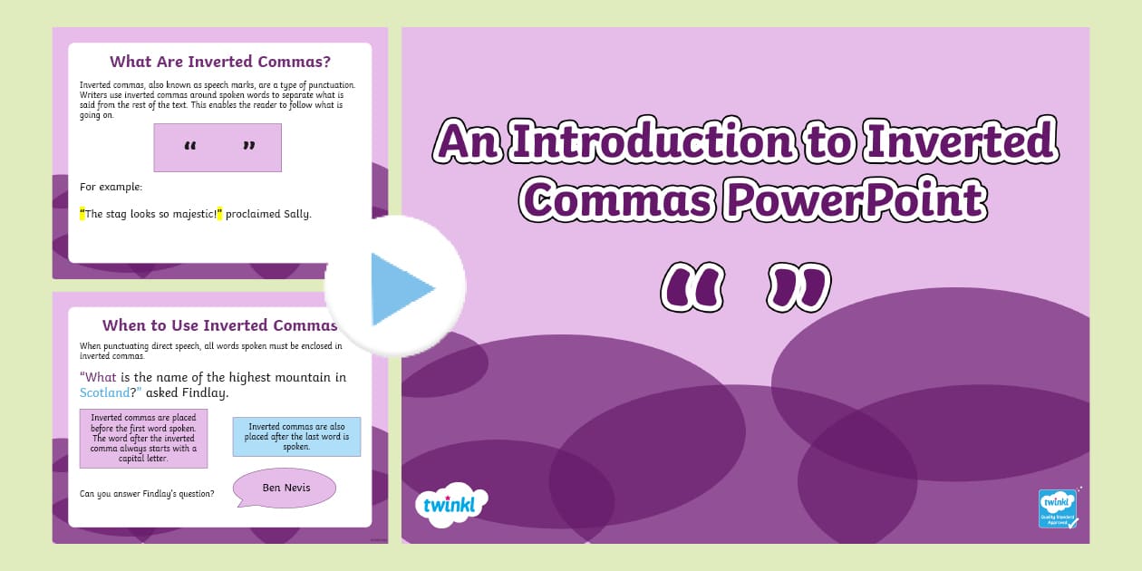 An Introduction to Inverted Commas PowerPoint (teacher made)