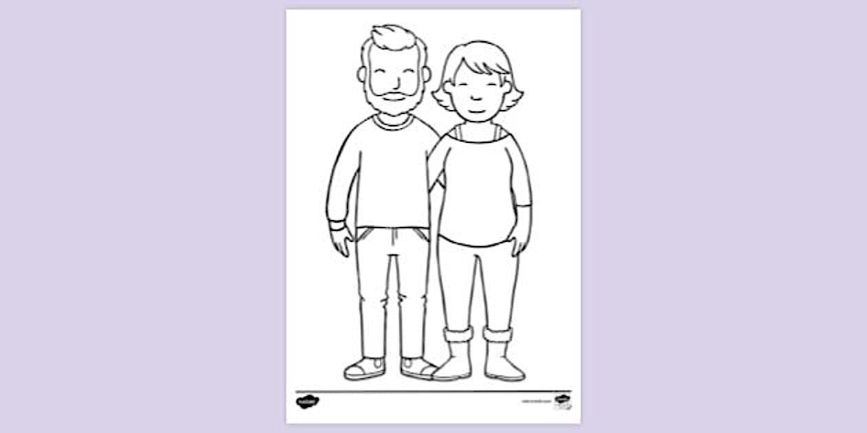 Mum and Dad Together Colouring | Colouring Sheets - Twinkl