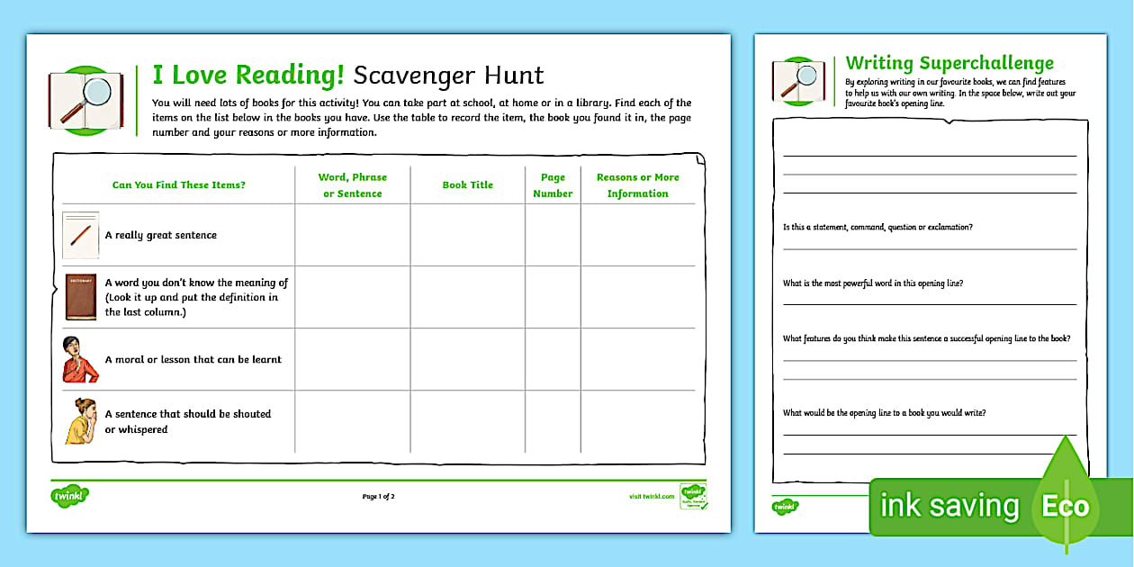 LKS2 I Love Reading! Scavenger Hunt (teacher made) - Twinkl