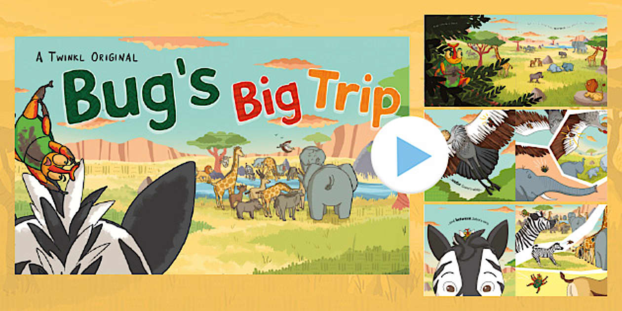 Bug's Big Trip Story PowerPoint - Simple EYFS Journey Story