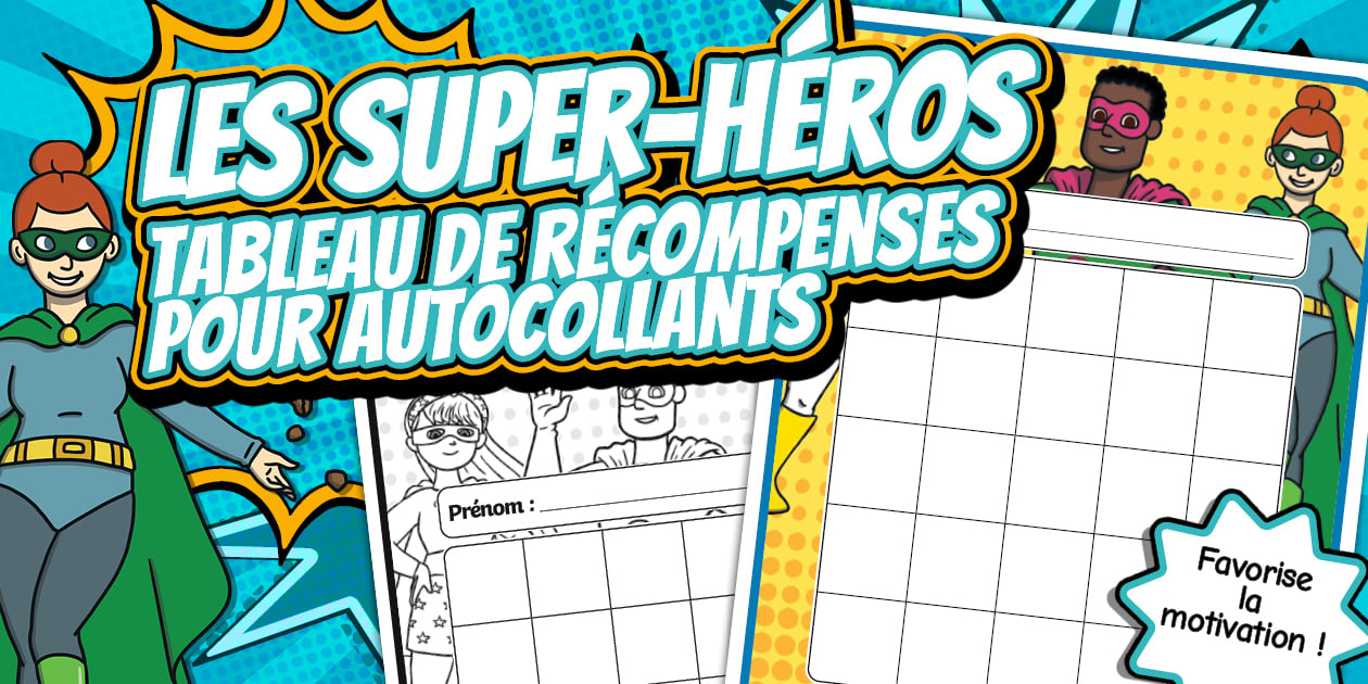 * NEW * Tableau de récompenses pour autocollants : Les super-héros