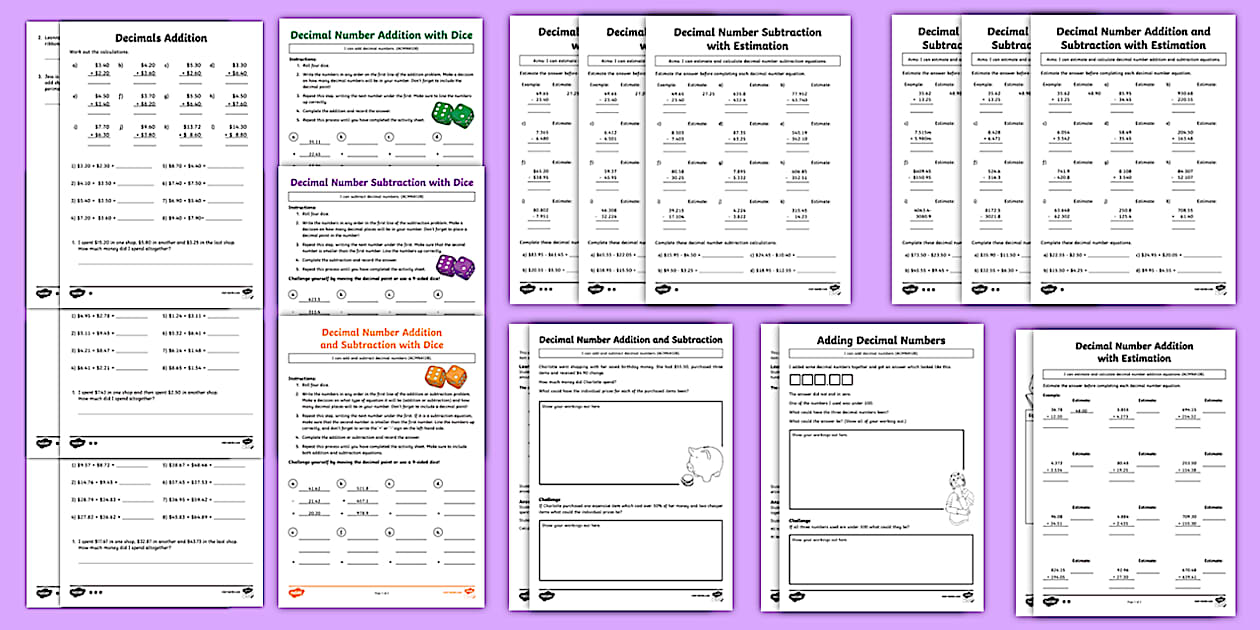 Decimal Number Addition and Subtraction Worksheet | Twinkl
