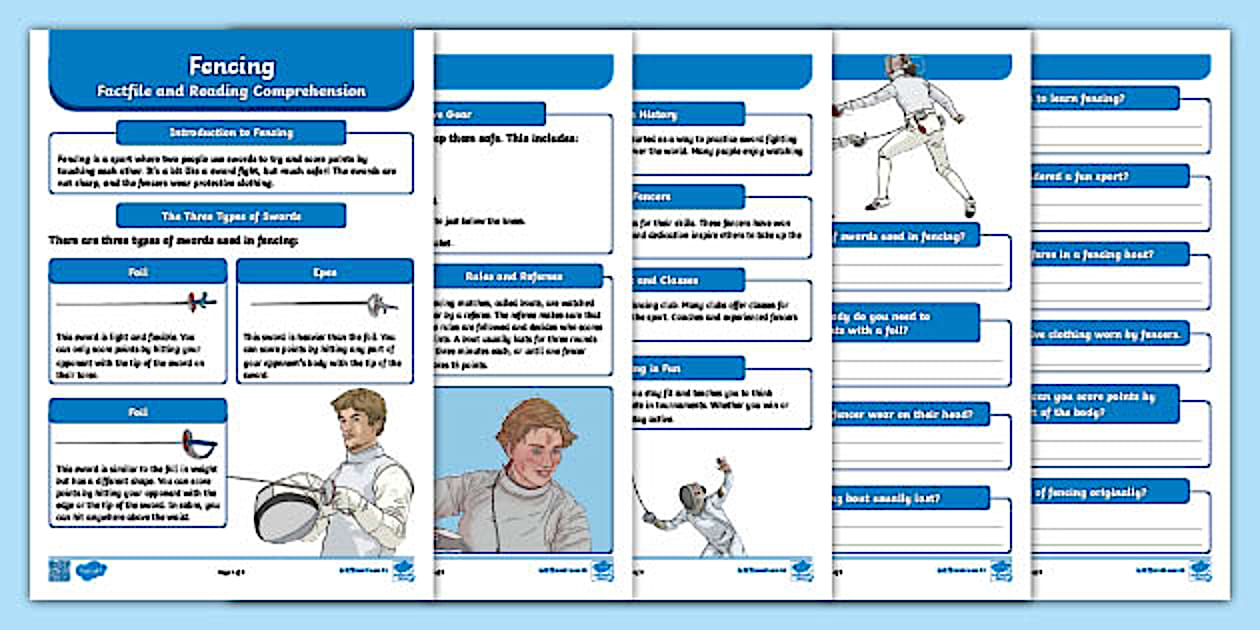 Fencing Factfile and Reading Comprehension (teacher made)