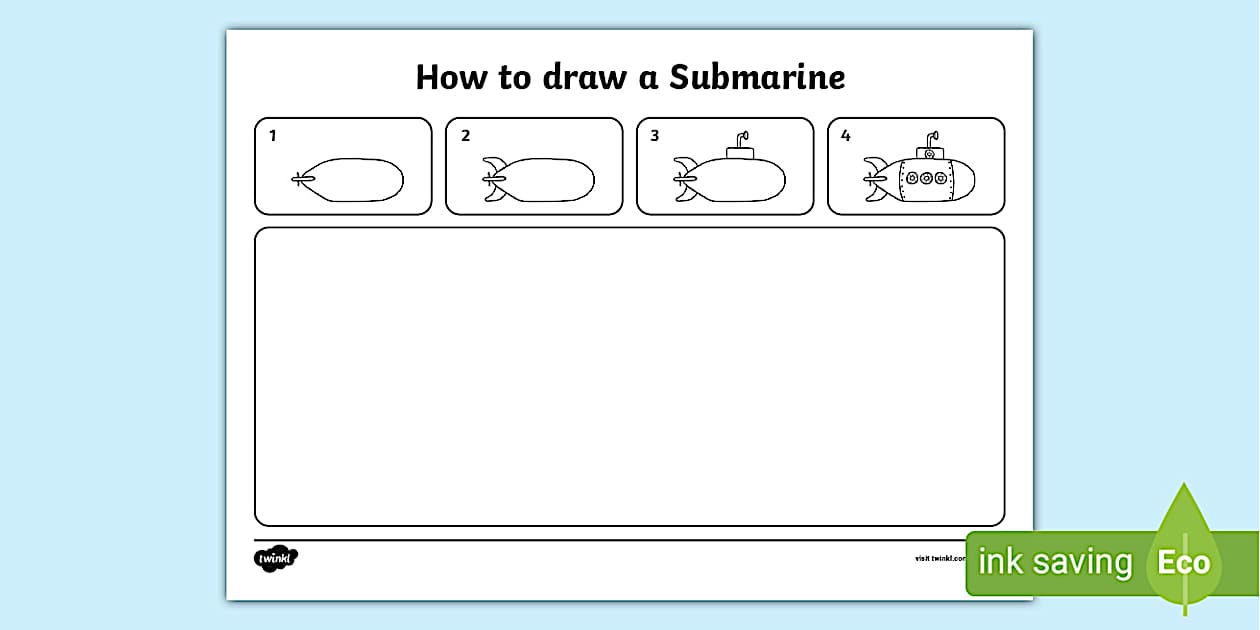 How to Draw a Submarine Step by Step | Twinkl | KS1 - Twinkl