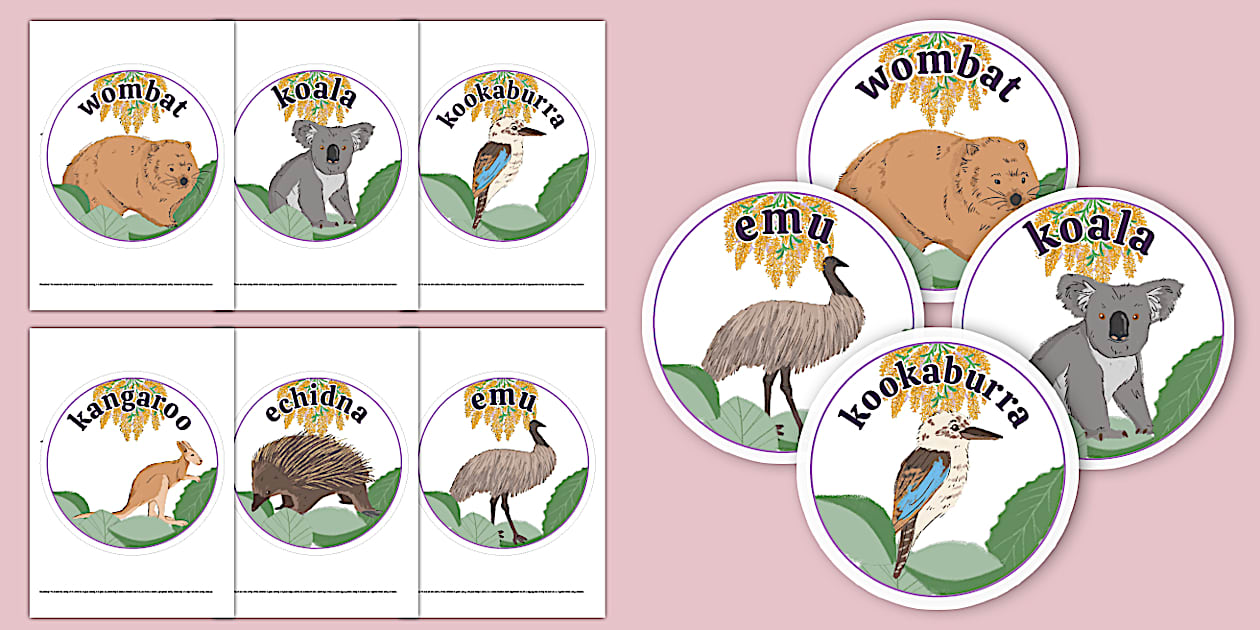 Australian Flora and Fauna Themed Animal Cut-Outs