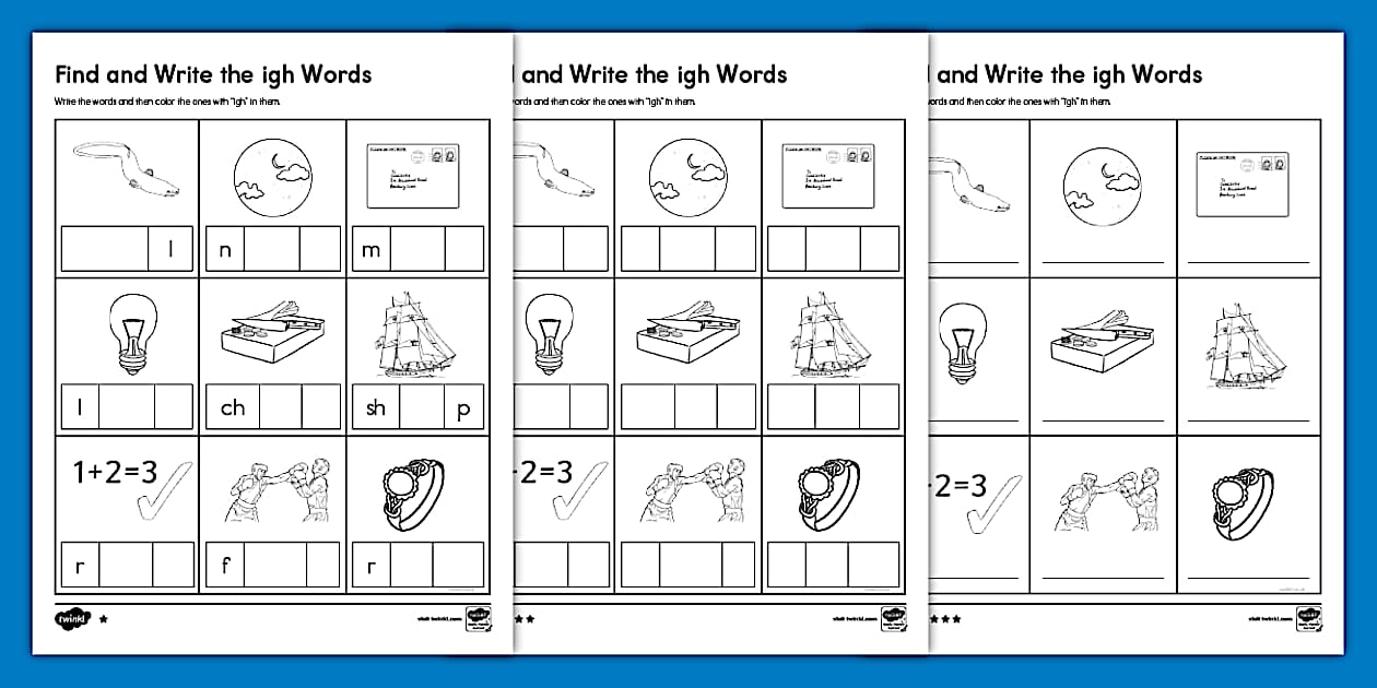 Words with igh Worksheets | Teaching Resource | Twinkl USA