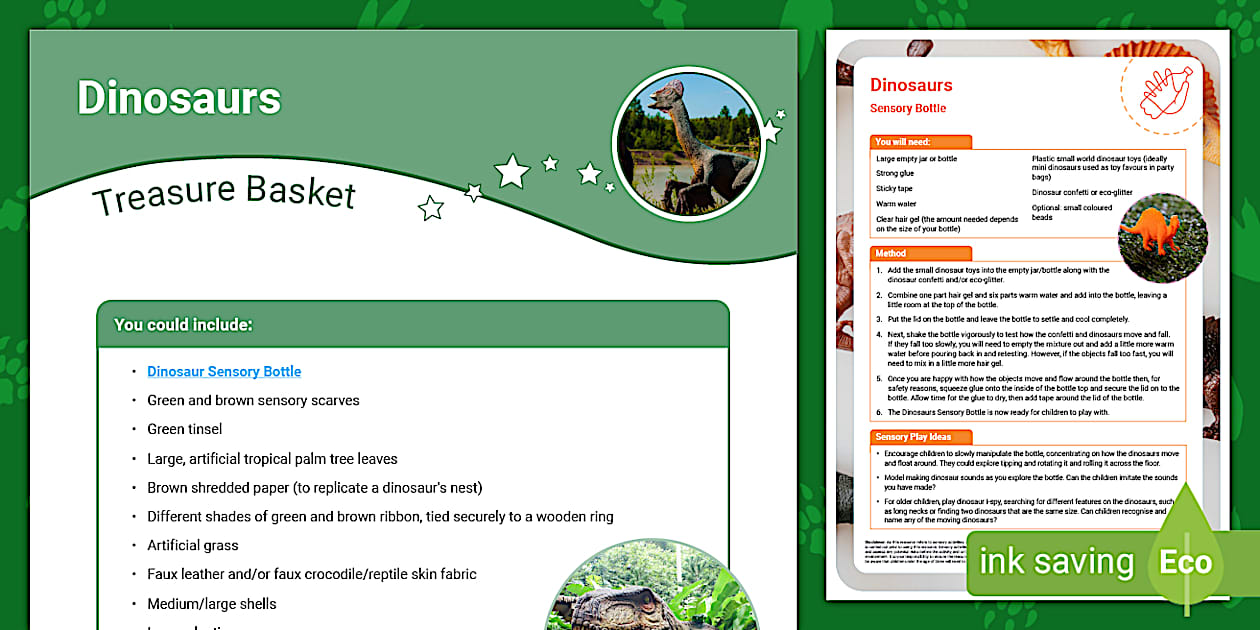 Dinosaurs Treasure Basket Ideas | Heuristic Play | Twinkl
