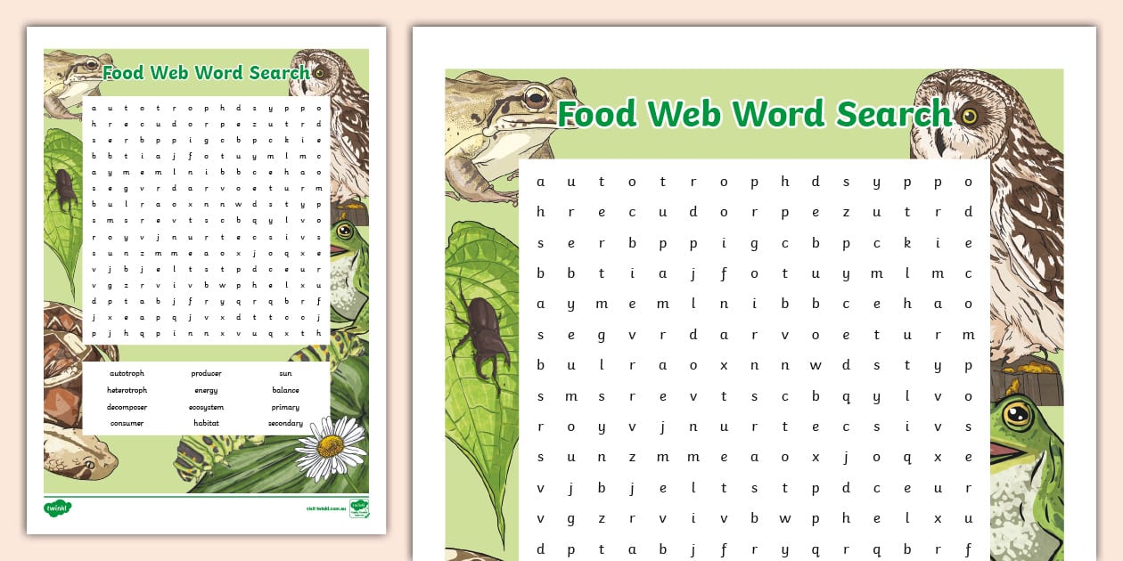 Food Web Word Search (teacher made) - Twinkl