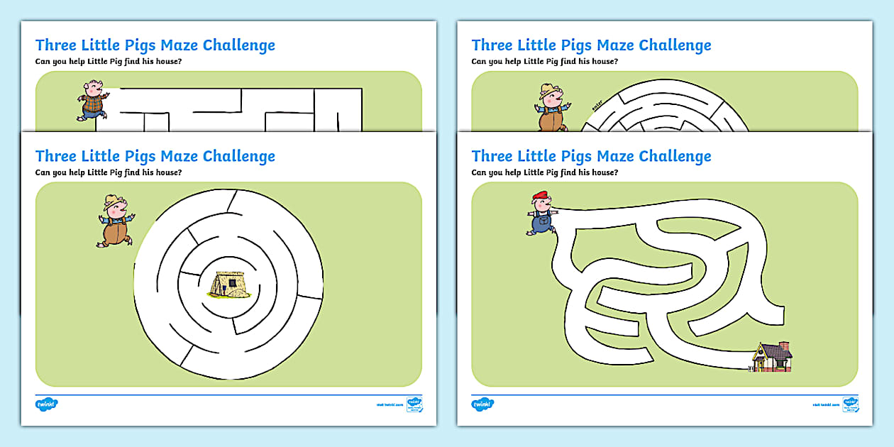 The Three Little Pigs Differentiated Maze Worksheet / Worksheet Pack,