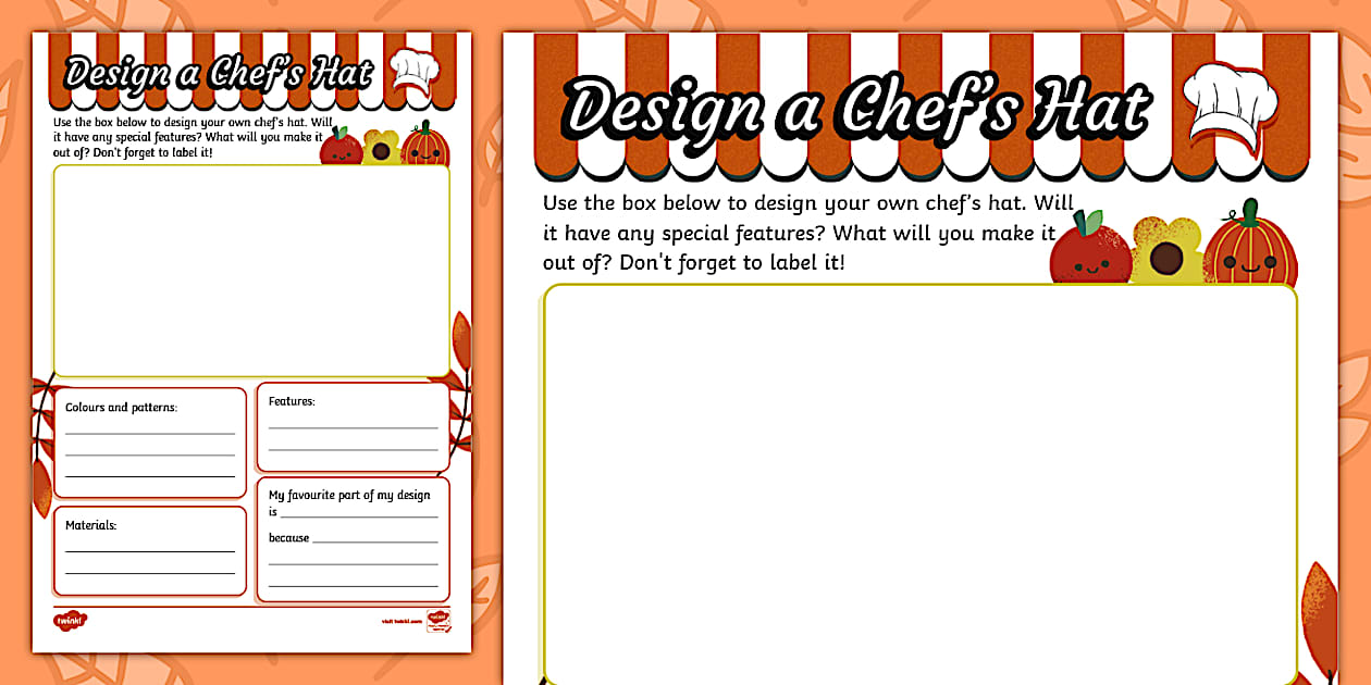 Autumn Market-Themed Design a Chef's Hat Worksheet