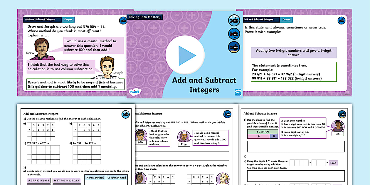 👉 Y6 Diving into Mastery: Step 1 Add and Subtract Integers