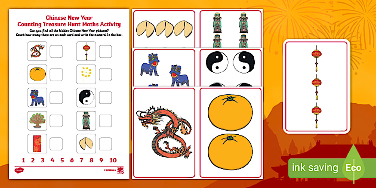 👉 Chinese New Year Counting Treasure Hunt Maths Activity