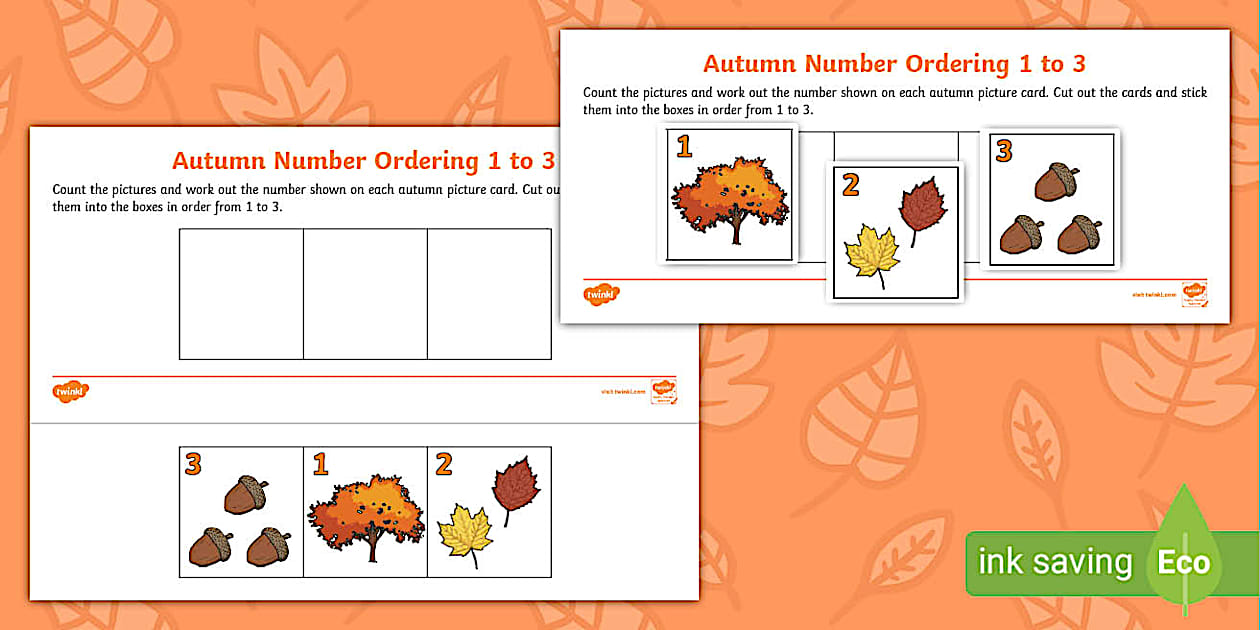 👉 Autumn-Themed Number Ordering 1 to 3 (Teacher-Made)
