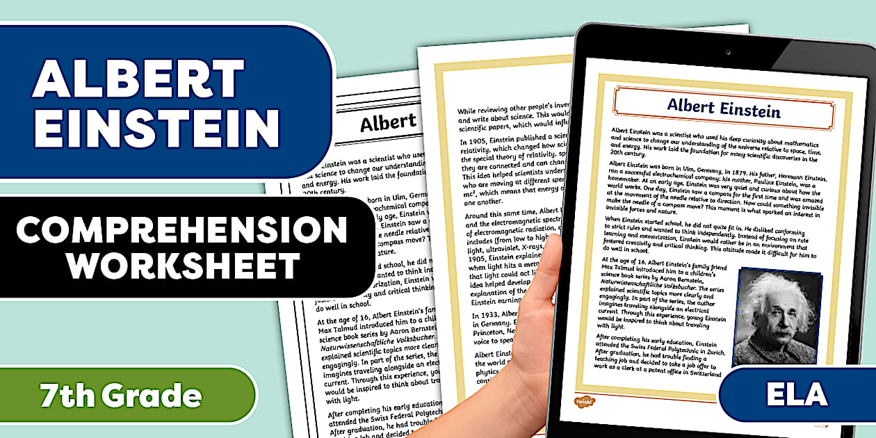 Albert Einstein Reading Comprehension Worksheet - Twinkl
