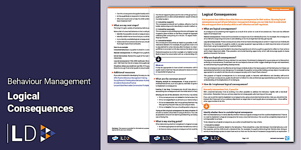 Behaviour Strategy: Logical Consequences - leader - Twinkl