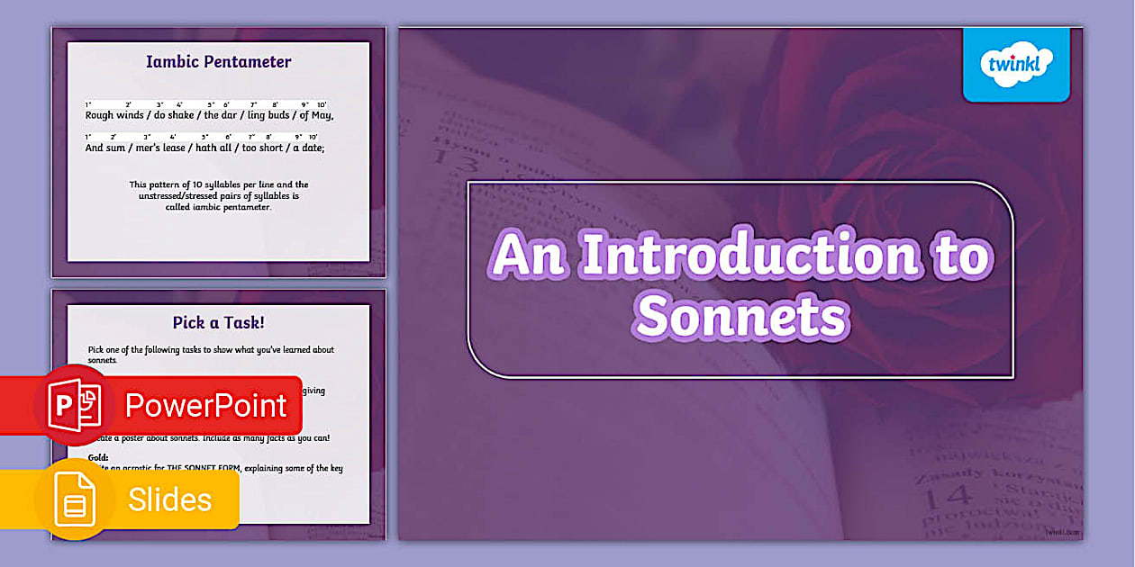 An Introduction to Sonnets PowerPoint & Google Slides 6-8 Gr