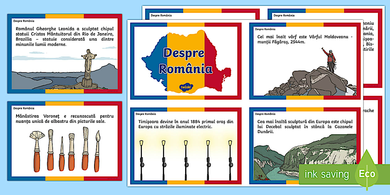 Despre România Cartonașe informative-Romanian - Twinkl