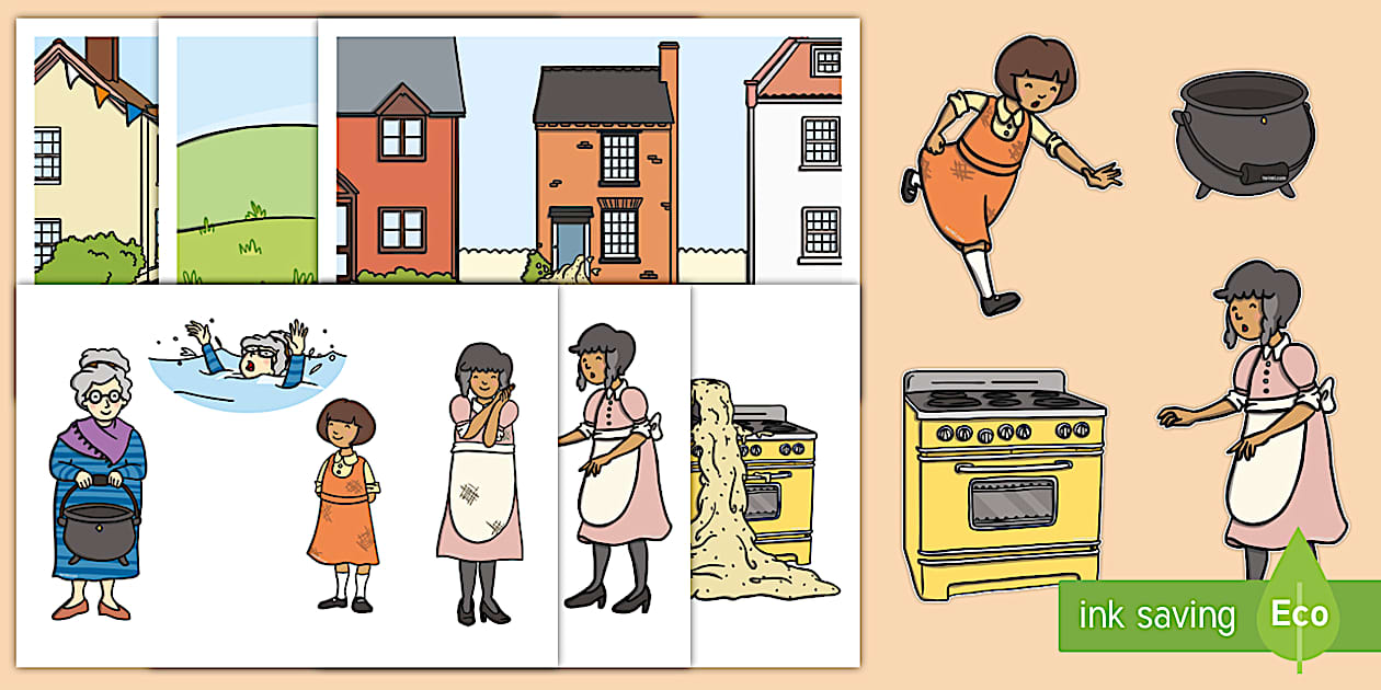 The Magic Porridge Pot Story Cut Outs (teacher made)