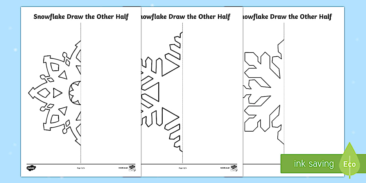 Snowflake Draw the Other Half Worksheet / Worksheet - Twinkl