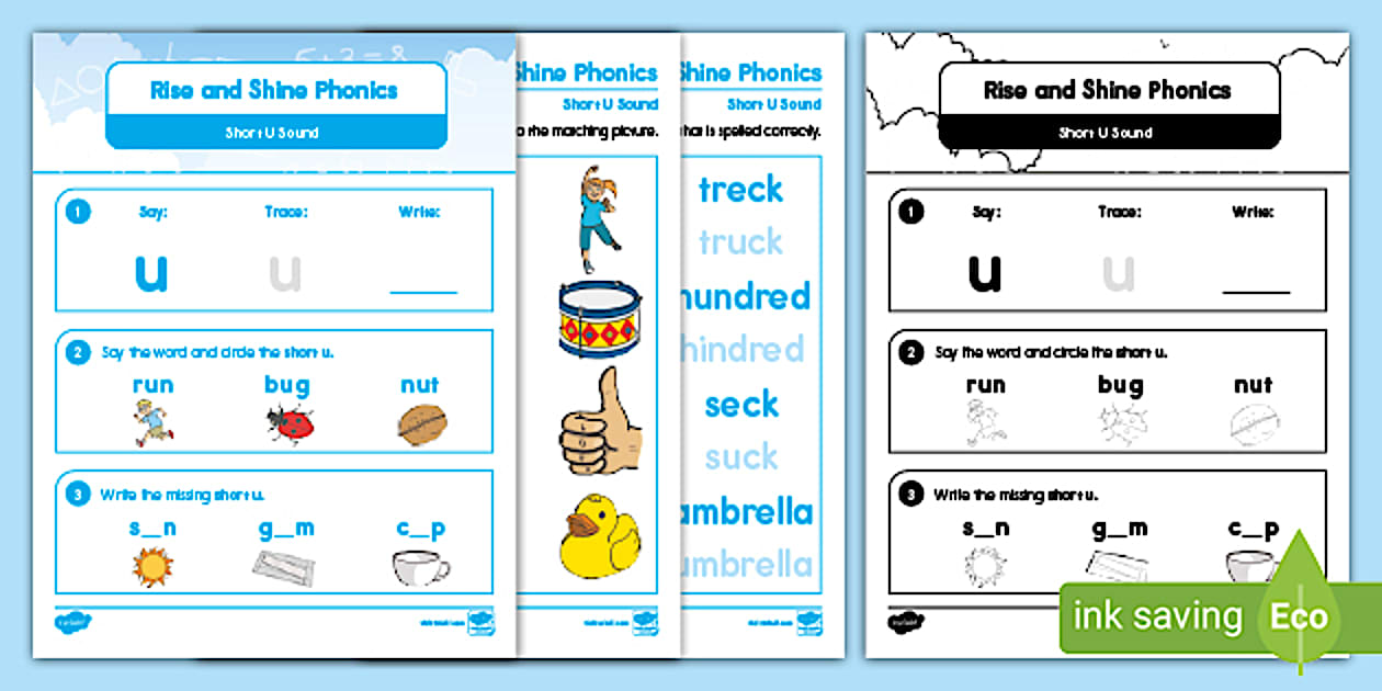 Rise and Shine Phonics: Short U Sound Worksheet - Twinkl