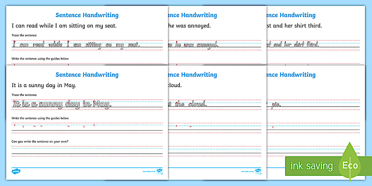 Phase 5 Sentence Handwriting Sheets