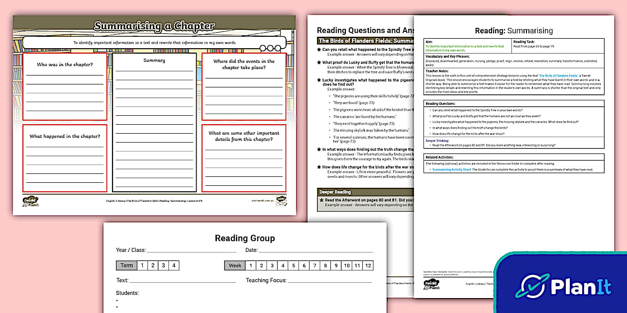 Years 5-6 Reading: The Birds of Flanders Fields Lesson 6