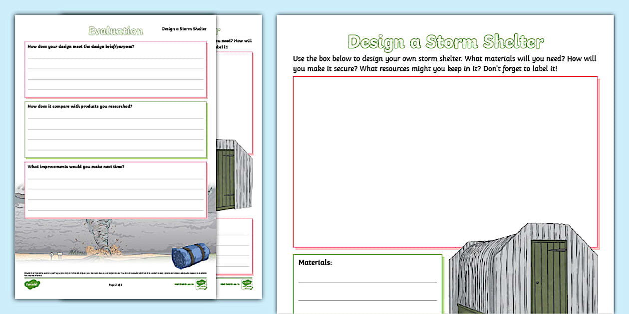 Design a Storm Shelter Worksheet (teacher made) - Twinkl