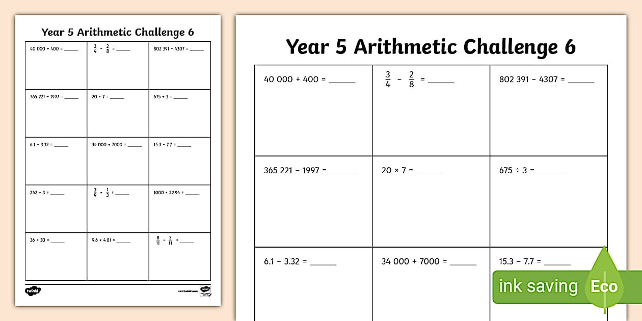 👉 Year 5 Arithmetic Challenge 6,Arithmetic Challenge