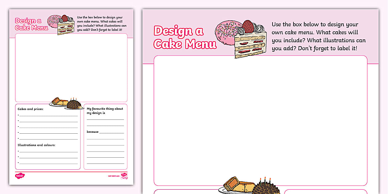 Design a Cake Menu Worksheet (teacher made) - Twinkl
