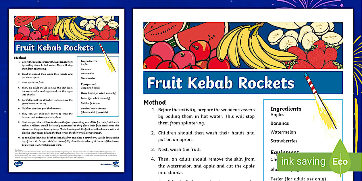 Fruit Kebab Rocket Recipe (Teacher-Made) - Twinkl