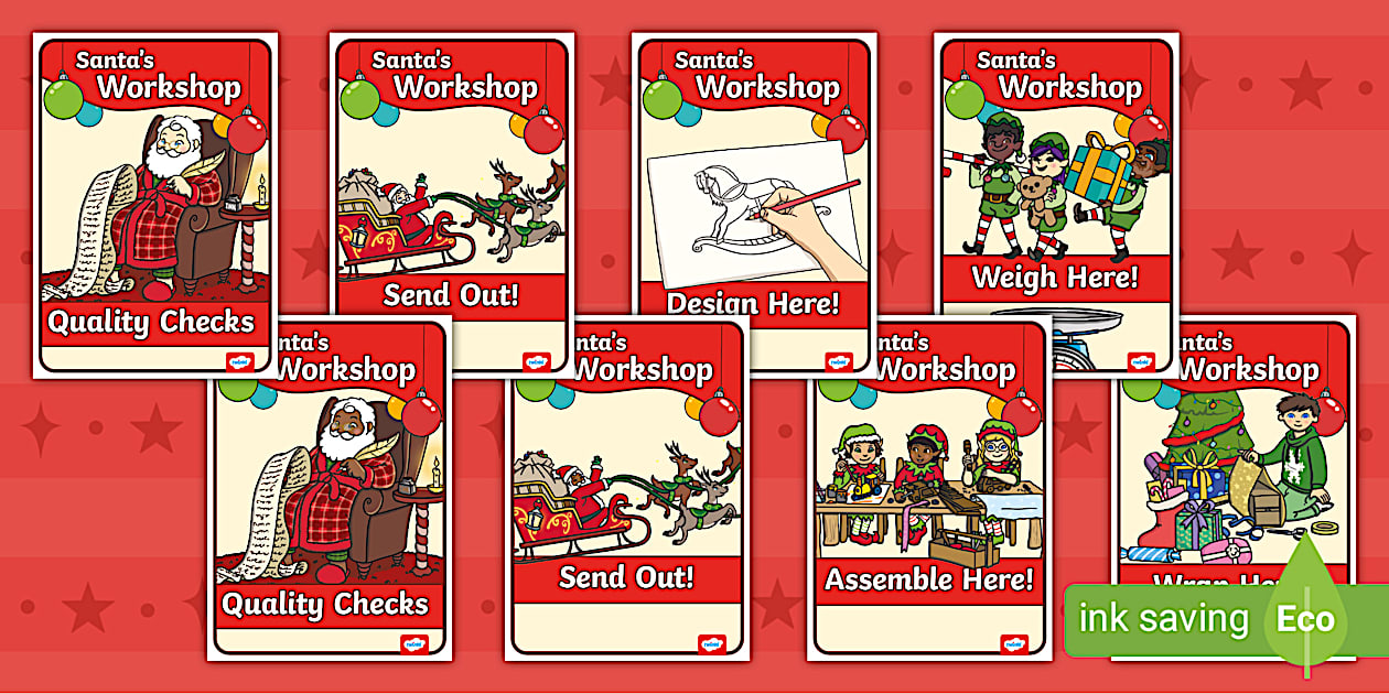 Santa’s Workshop Sign Posters - Christmas - Parents