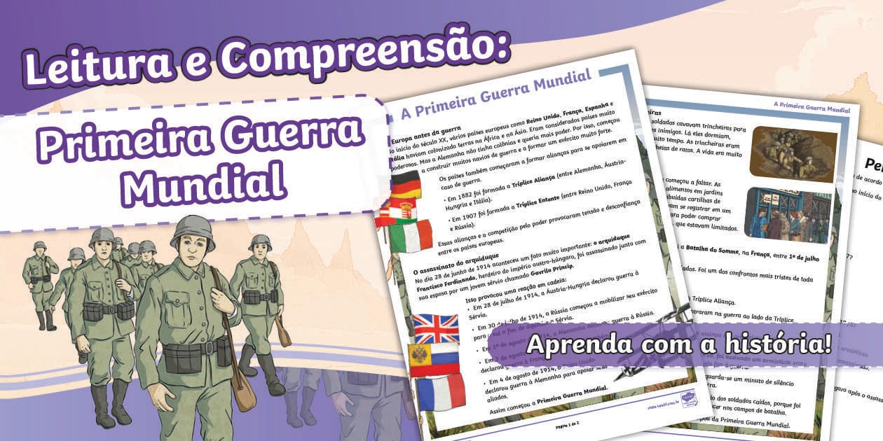 Primeira Guerra Mundial – Atividade de Leitura e Compreensão