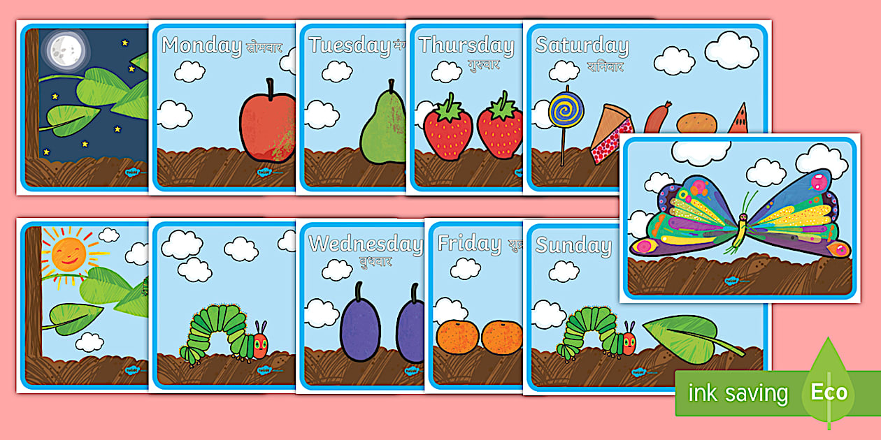 Support Teaching on The Very Hungry Caterpillar Story Sequencing Cards