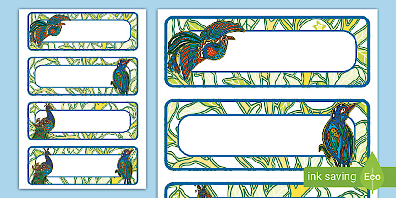 Batik Bird Table Name Tags (Teacher-Made) - Twinkl