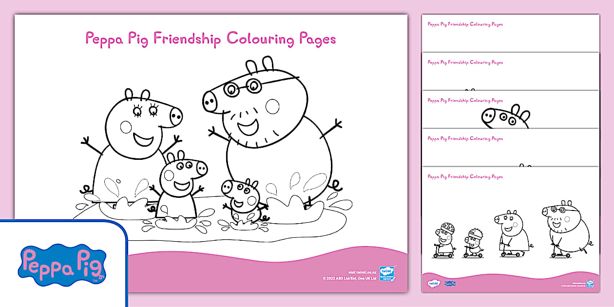 FREE! - Peppa Pig Friendship Colouring Pages - Twinkl