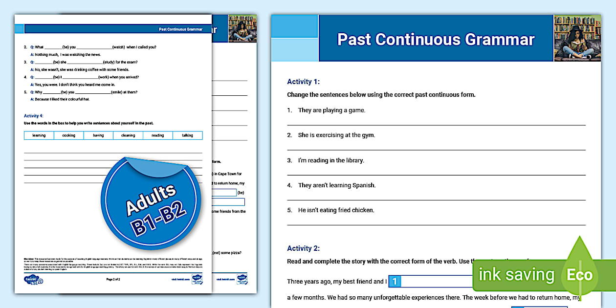 ESL Past Continuous Grammar Activity Sheet [Adults, B1-B2]