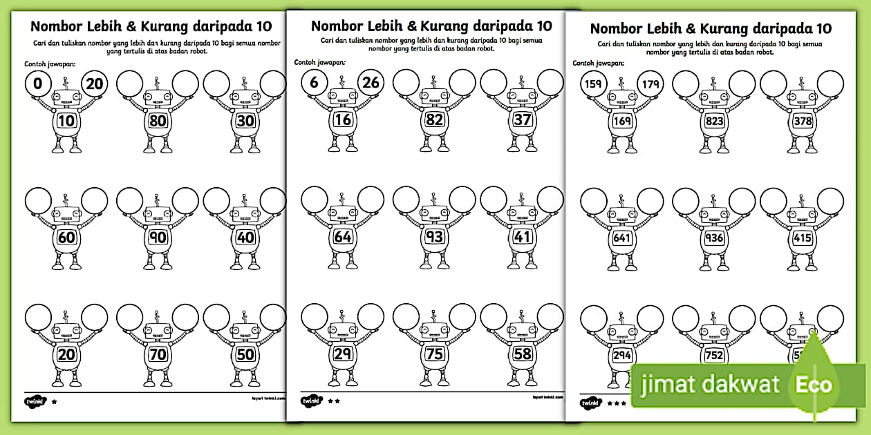Nombor Lebih dan Kurang Daripada 10 (teacher made) - Twinkl