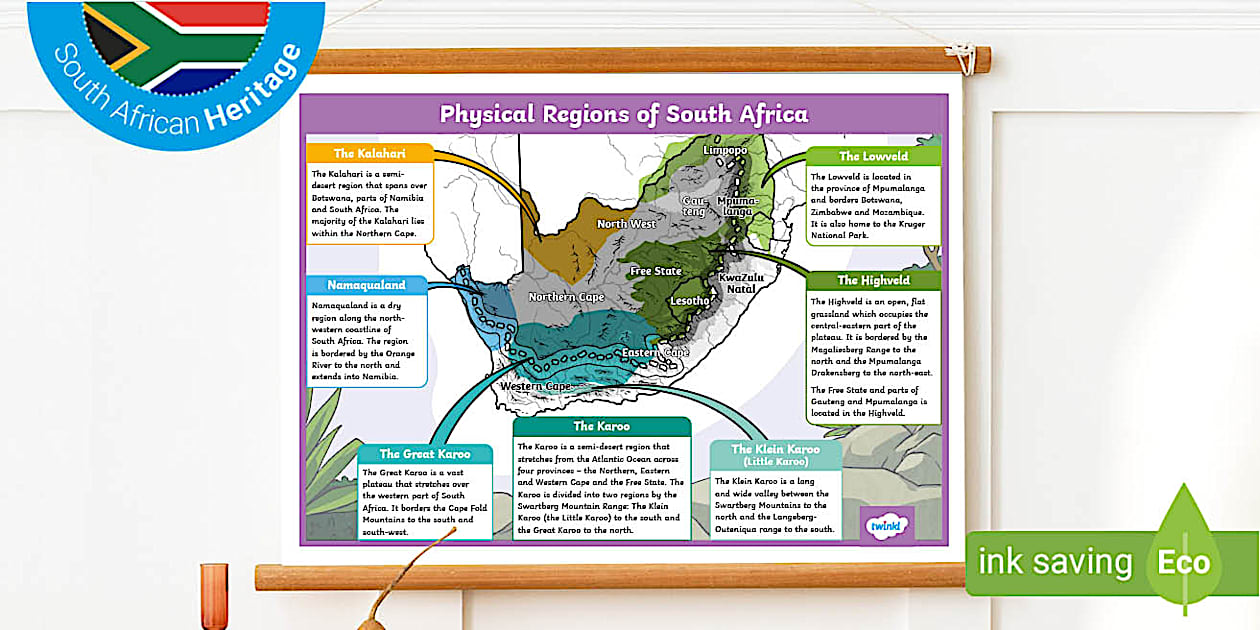 Geographical Regions of South Africa Poster - Printable