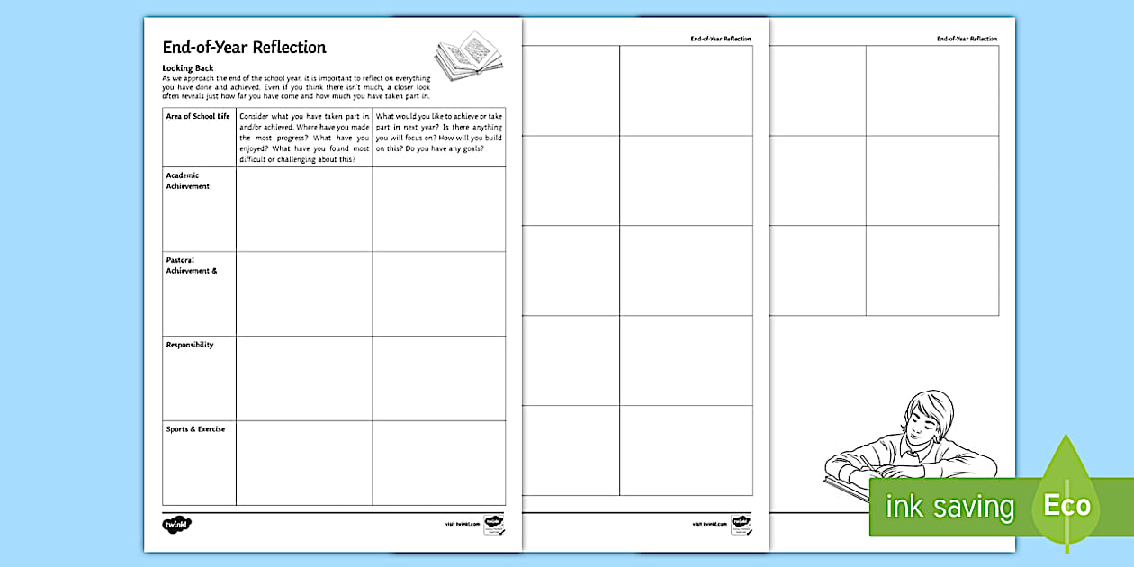 End-of-Year Reflection Worksheet / Worksheet (teacher made)