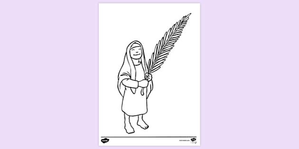 Girl With Palm Leaf Colouring | Colouring Sheets - Twinkl