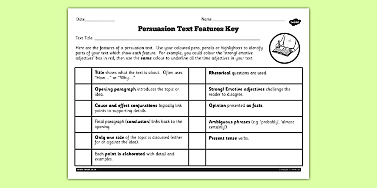 Persuasive Writing KS2 Checklist - Primary Resources