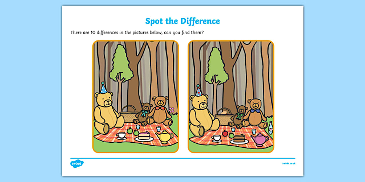 Teddy Bear's Picnic Spot the Difference Worksheet