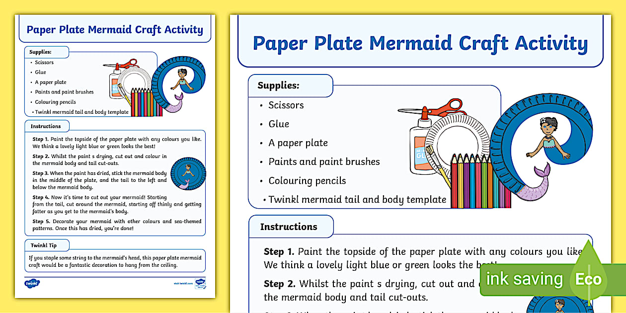 Paper Plate Mermaid Craft Activity (teacher made) - Twinkl
