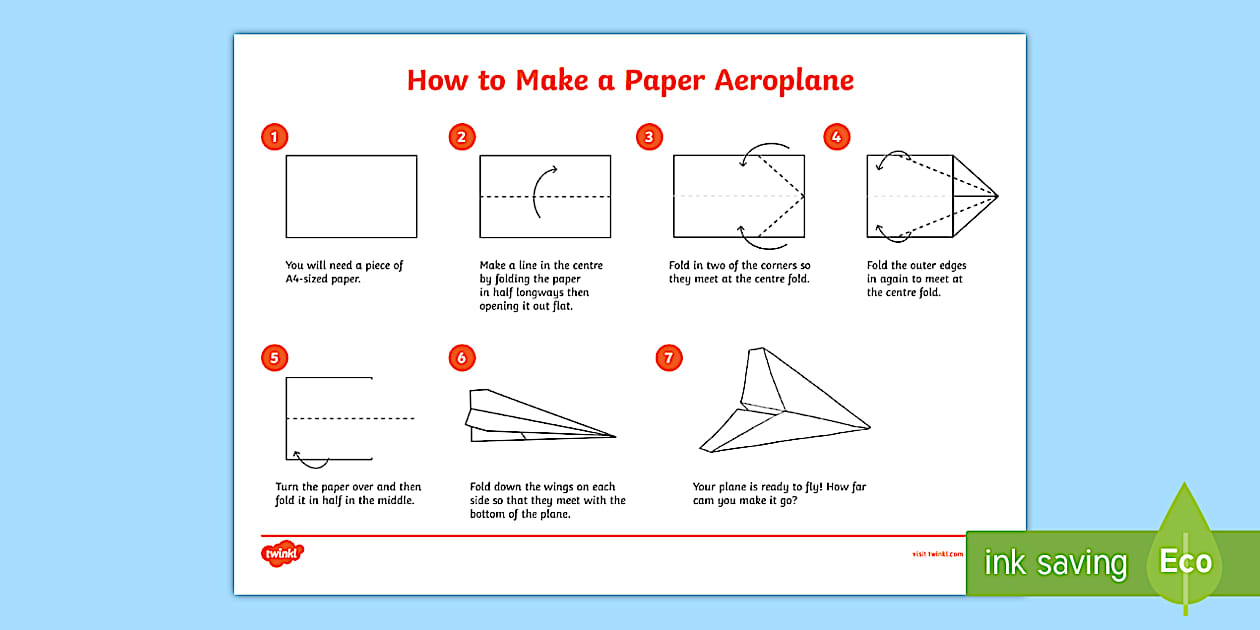Editable Paper Aeroplane Craft Instructions (teacher made)