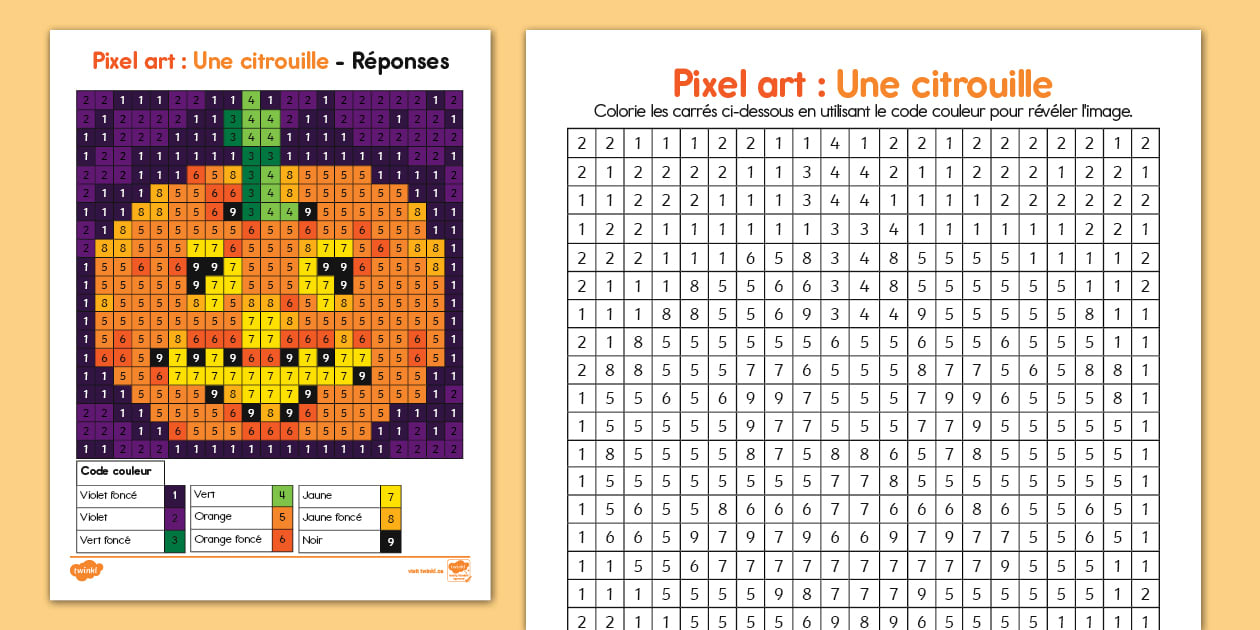Pixel art : Une citrouille - Twinkl Arts (professor feito)