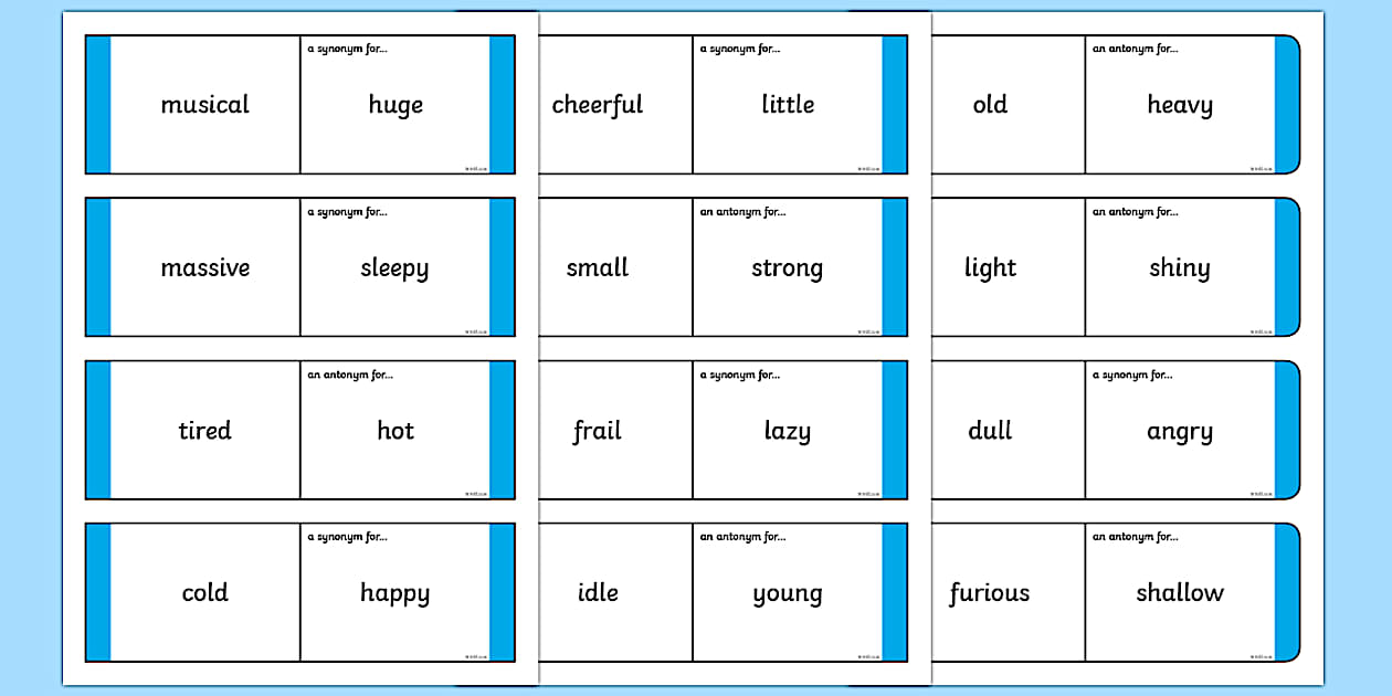 Synonym And Antonym Loop Cards (öğretmen yaptı) - Twinkl